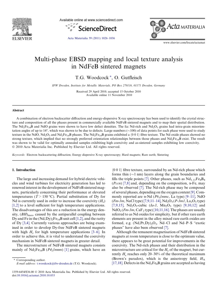 Multi-Phase EBSD Mapping and Local Texture Analysis in NdFeB Sintered ...