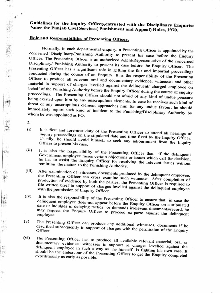 Roleand Responsibilitiesof Presenting Officers 04!01!2019 | PDF ...