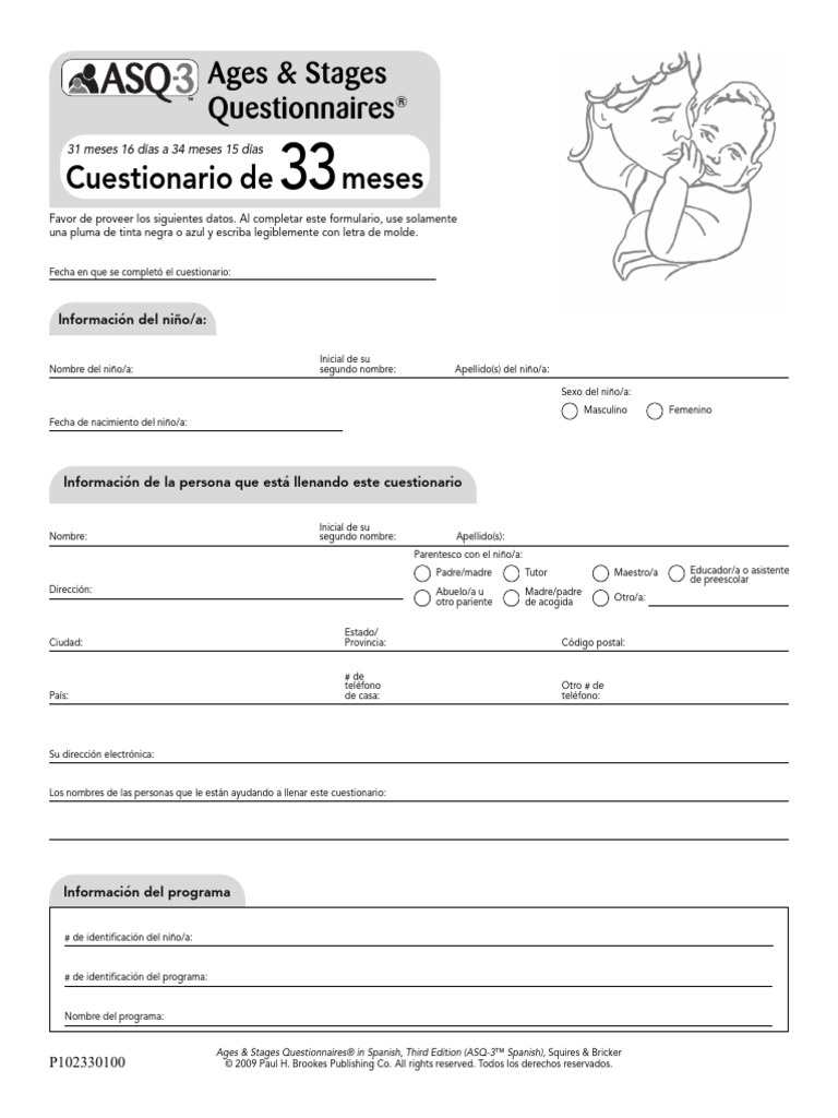 Cuestionario ASQ-3 para 33 meses | PDF