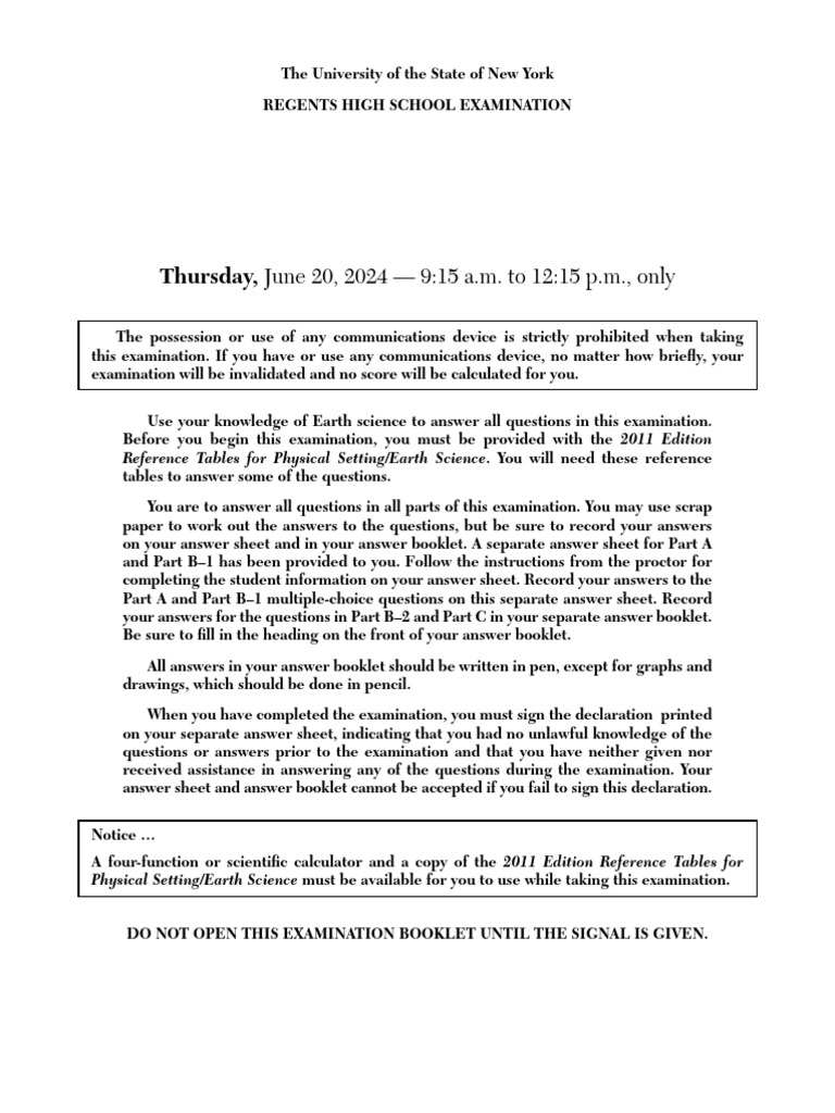 Earth Science Regents Exam June 2024 | PDF | Stars | Galaxy
