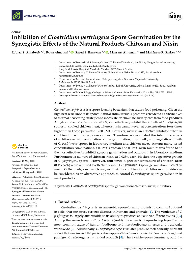 Inhibition of Clostridium Perfringens Spore Germination by The ...