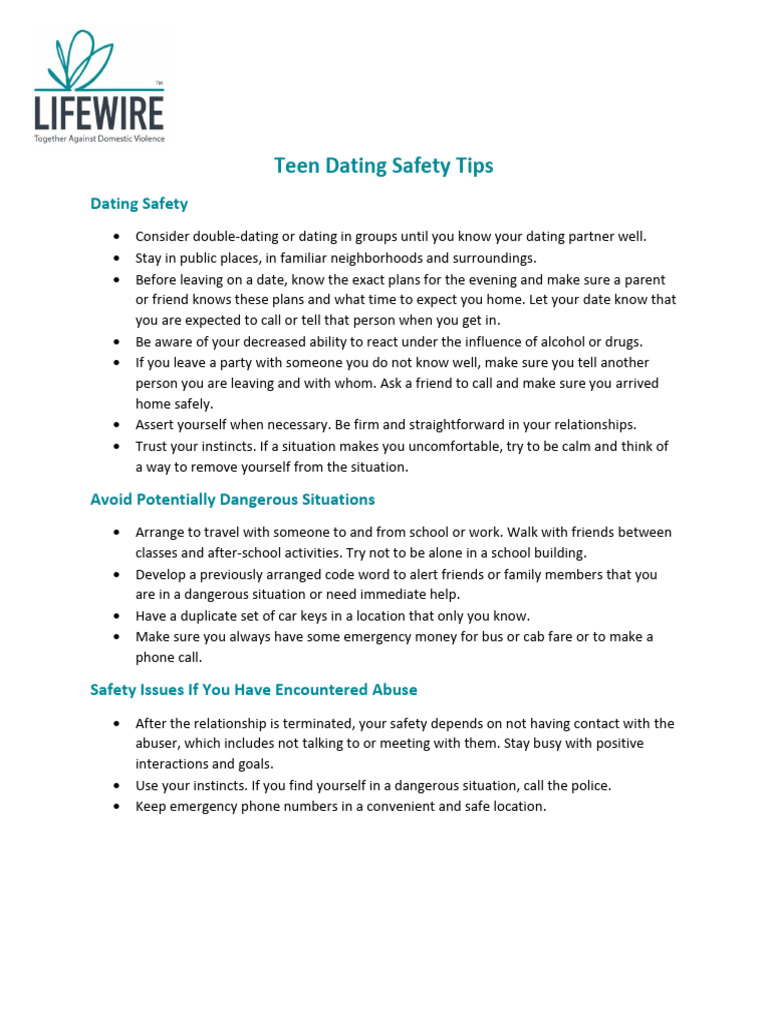 Teen Dating Safety Plan | PDF