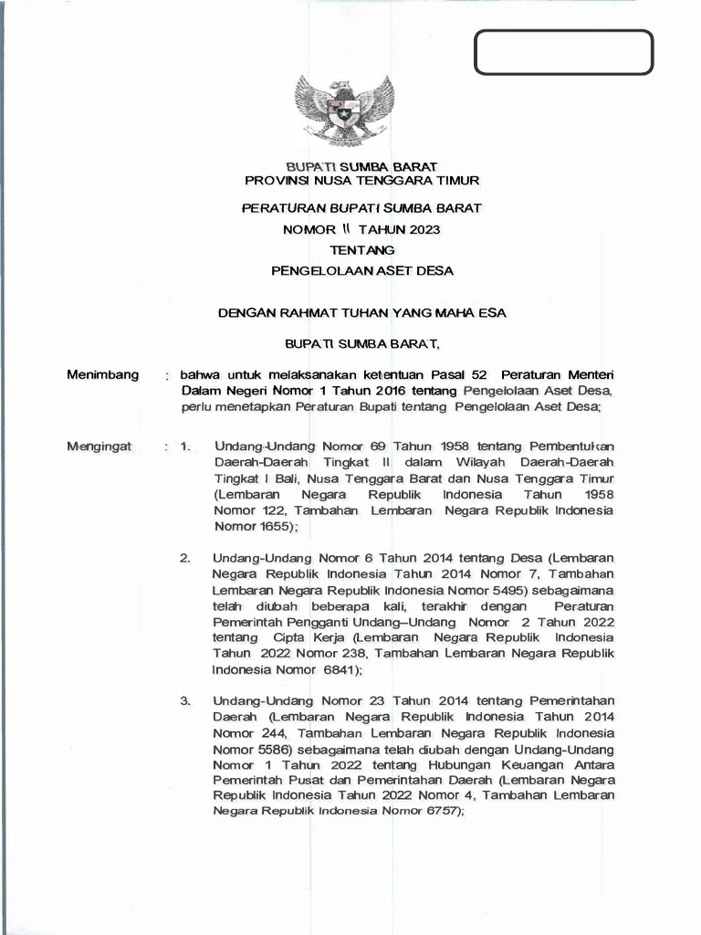 Perbub No. 11 Tahun 2023 | PDF