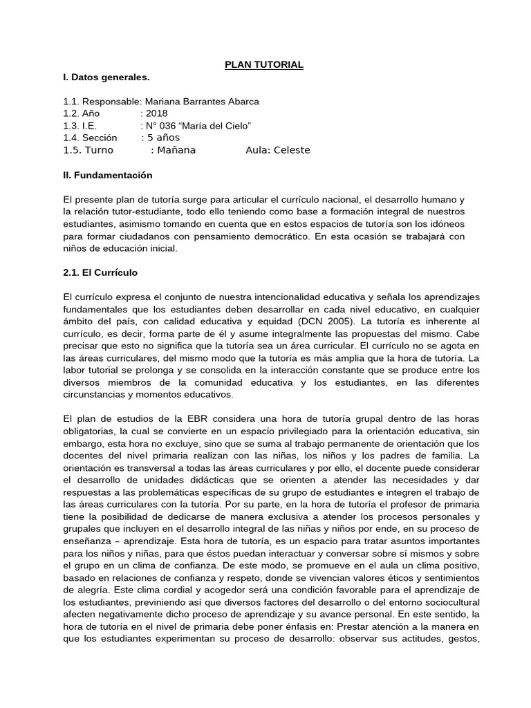 Plan Tutorial de Aula | PDF | Plan de estudios | Salón de clases
