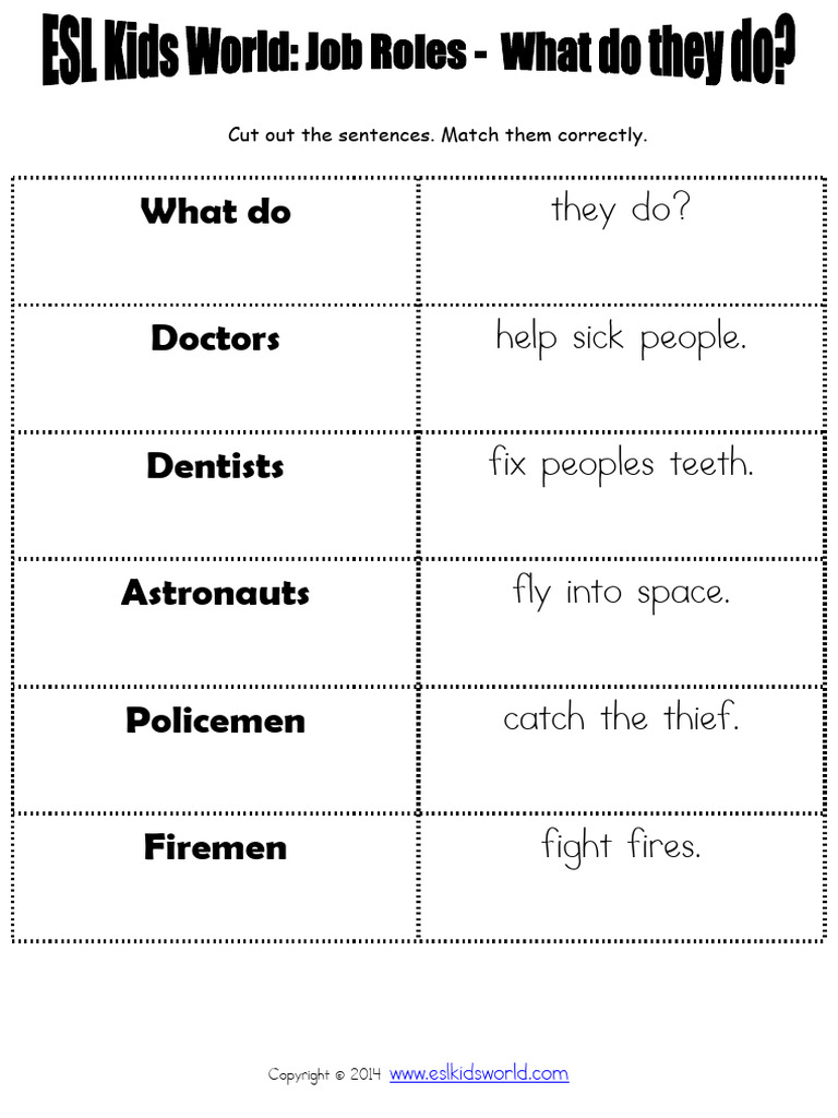 Job Roles Match Up Sentences | PDF