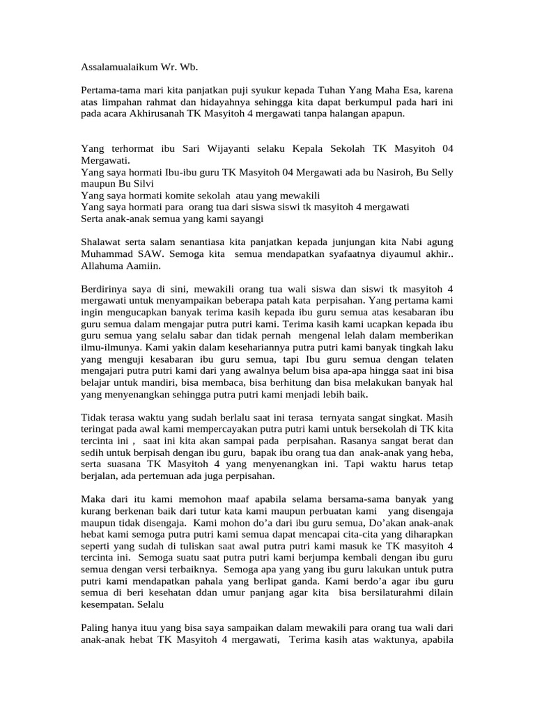 Perpisahan TK Masyitoh 4 Mergawati | PDF
