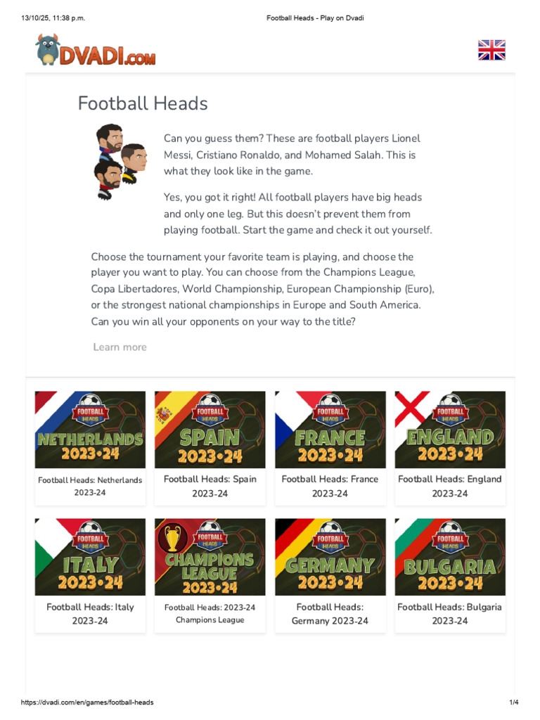 Football Heads - Play On Dvadi | PDF