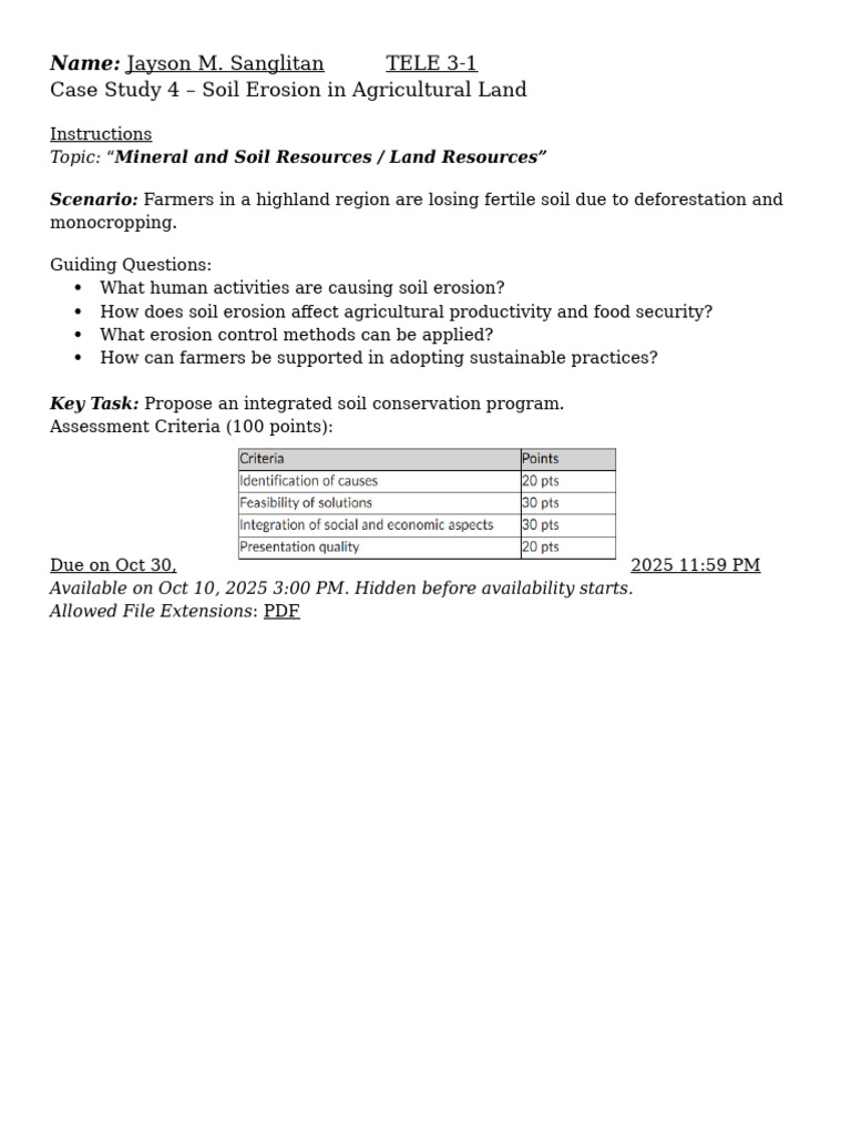 Case Study 4 - Soil Erosion in Agricultural Land | PDF