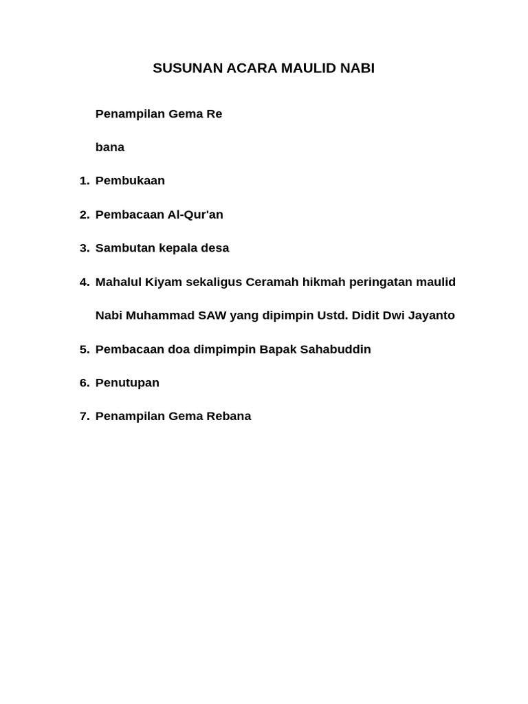 Susunan Acara Maulid Nabi | PDF