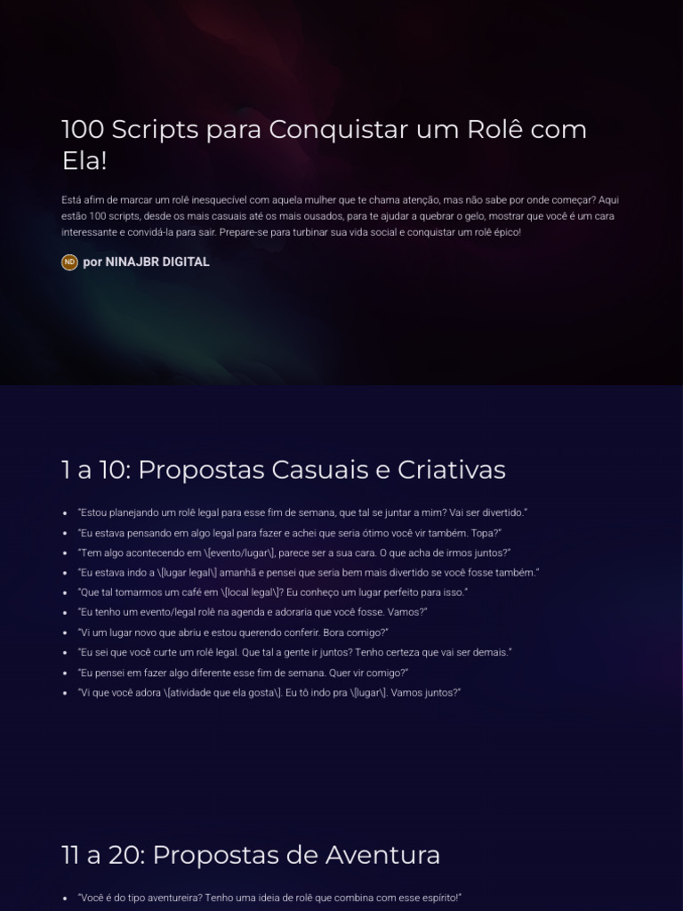 100 Scripts para Convidar Ela para Sair | PDF | Parques