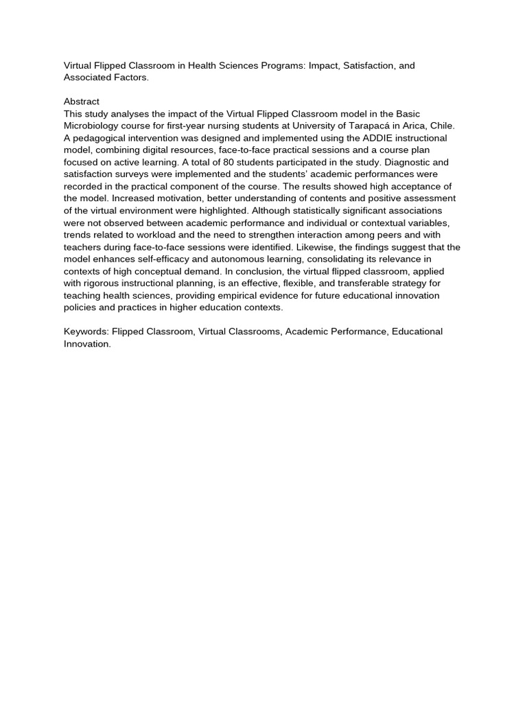 Virtual Flipped Classroom in Health Sciences Programs | PDF