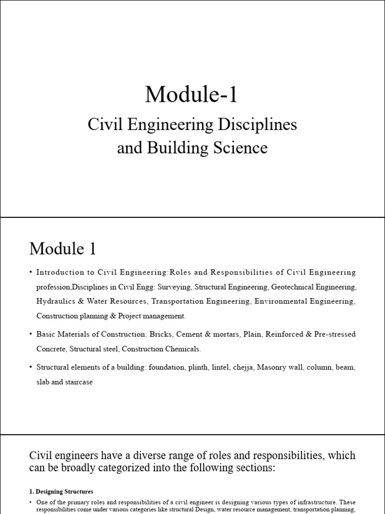 Module 1 Civil Engineering Disciplines and Building Science | PDF | Brick | Hydrology