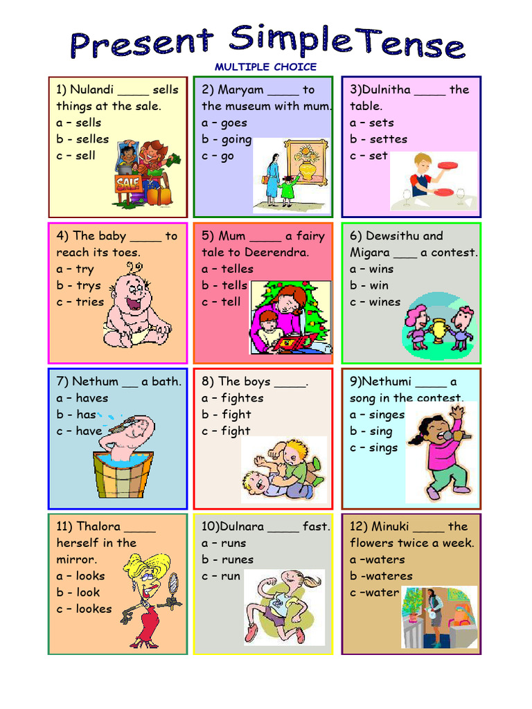 A A Present Simple Tense Multiple Choice Exercise With Key | PDF
