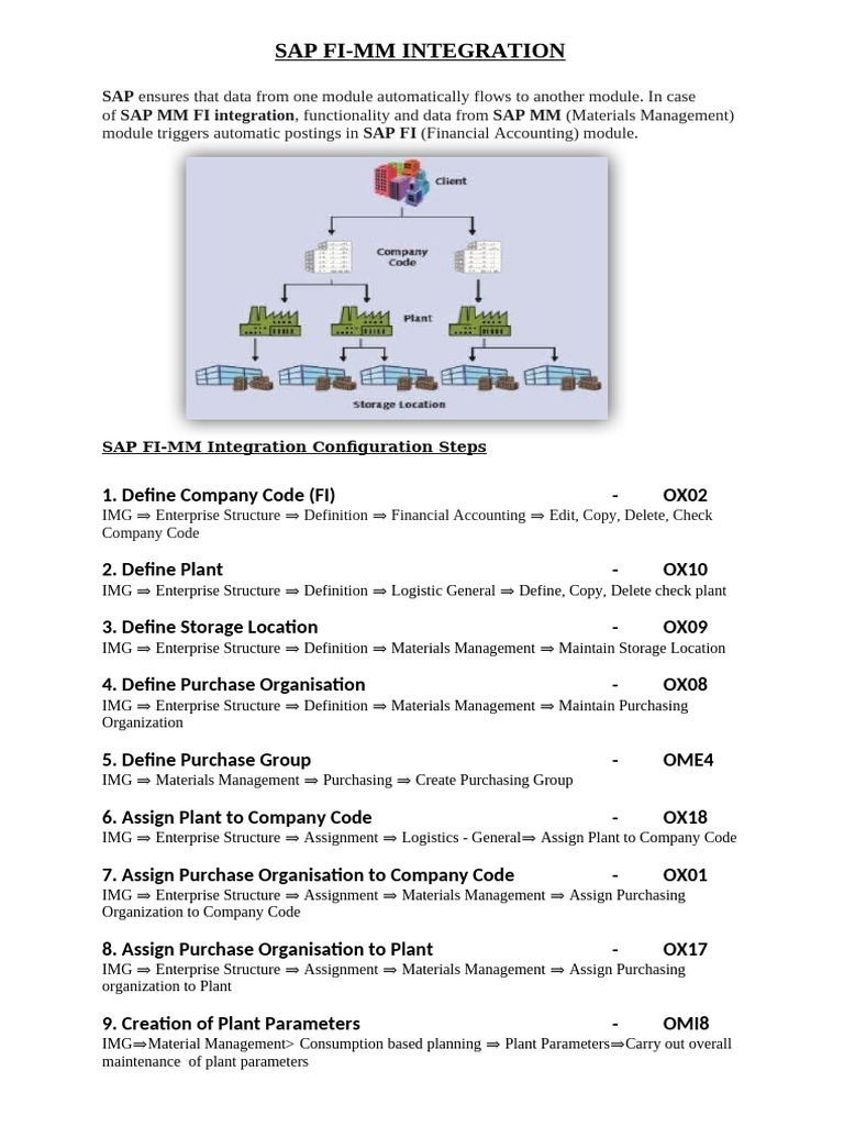 SAP FI-MM Integration Steps Guide | PDF | Logistics