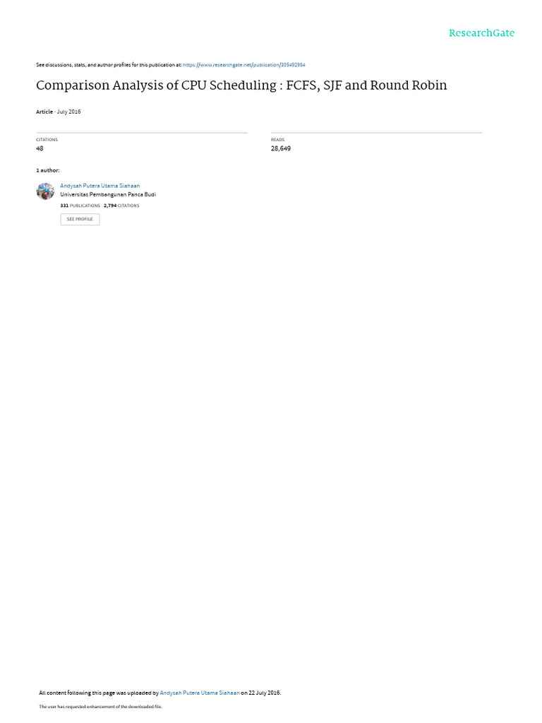 Comparison Analysis of CPU Scheduling FCFS, SJF and Round Robin | PDF | Process (Computing ...