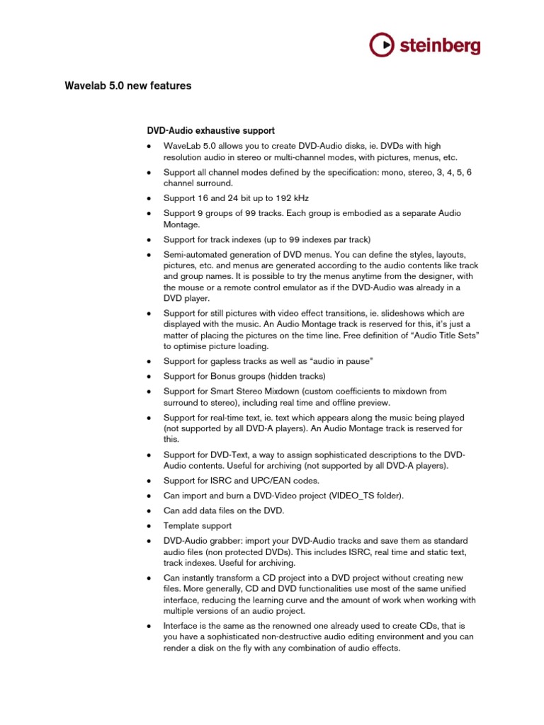 WaveLab 5 New Features | PDF | Audio Engineering | Digital Technology