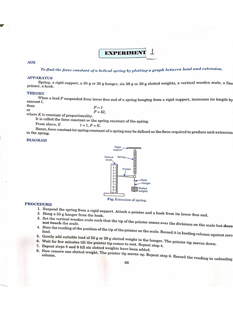 Phy Expt - XI - Section B | PDF
