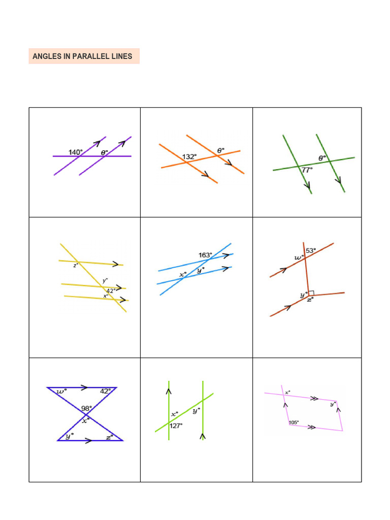 Angles in Parallel Lines | PDF