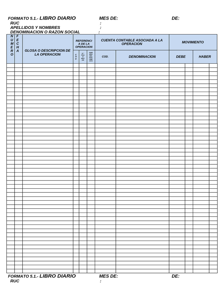 Formato Libro Diario Contable | PDF