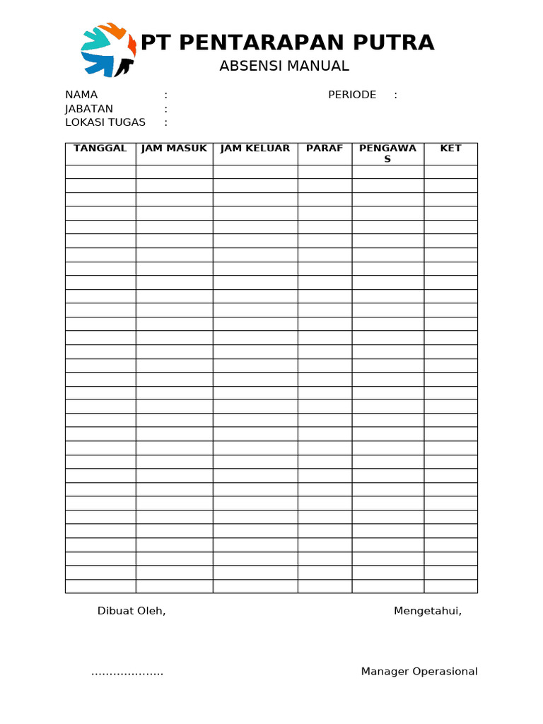 Absensi Manual 2025 New | PDF