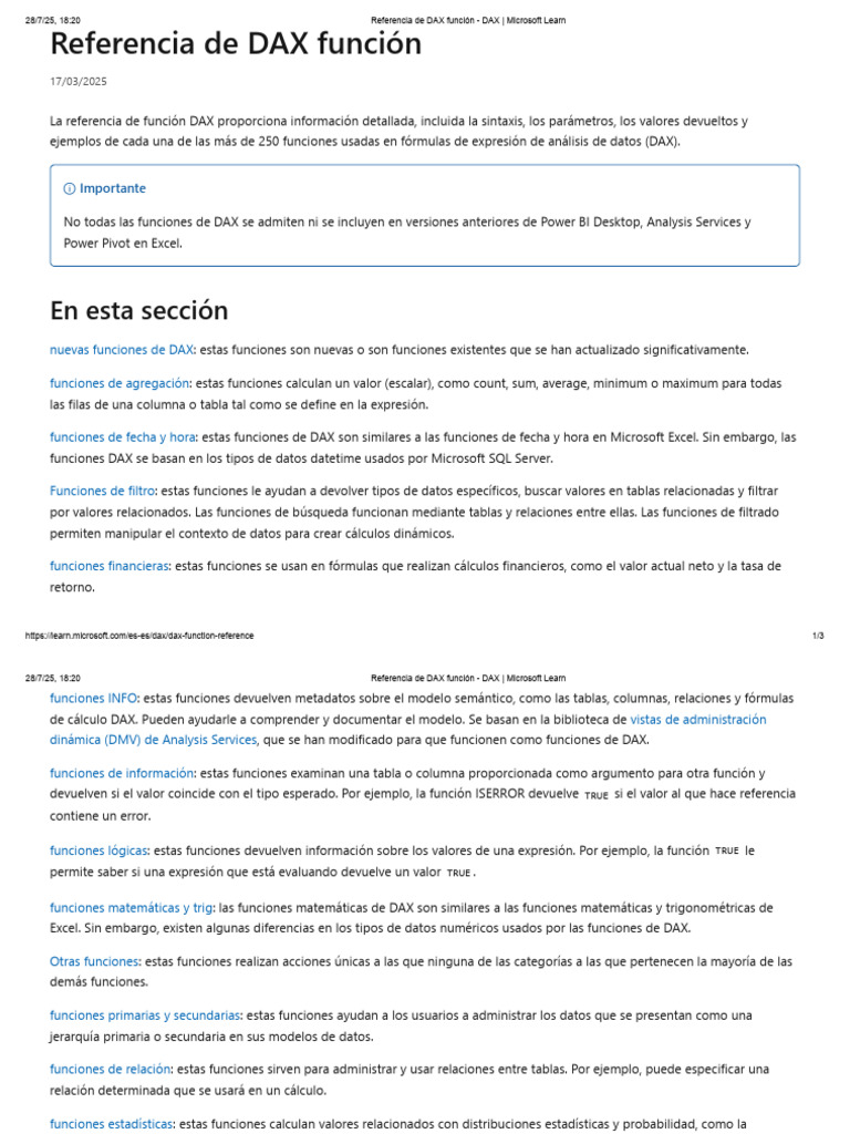 Guía Completa de Funciones DAX | PDF | Microsoft Excel | Función ...