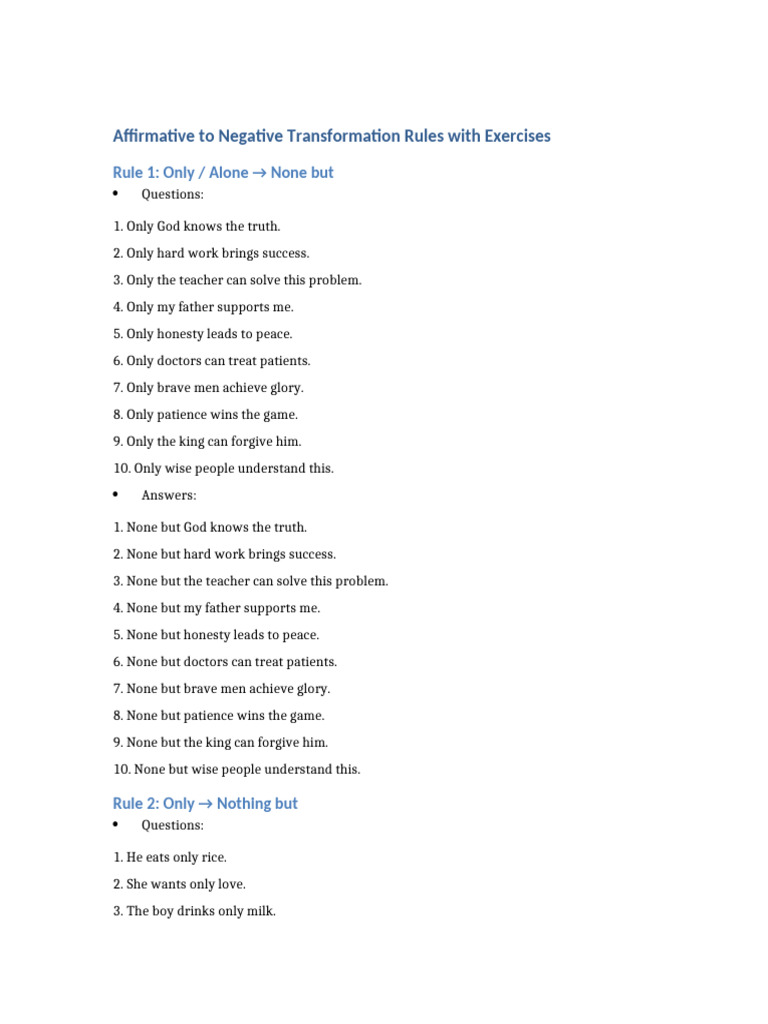 Affirmative To Negative Exercises Complete | PDF | Chess | Chess Theory