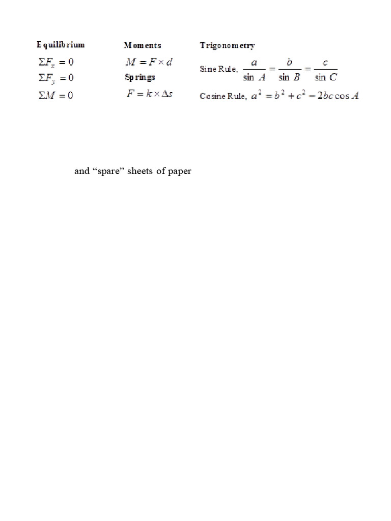 Formula Sheet and Criteria For Quiz 1 | PDF | Equations | Physics
