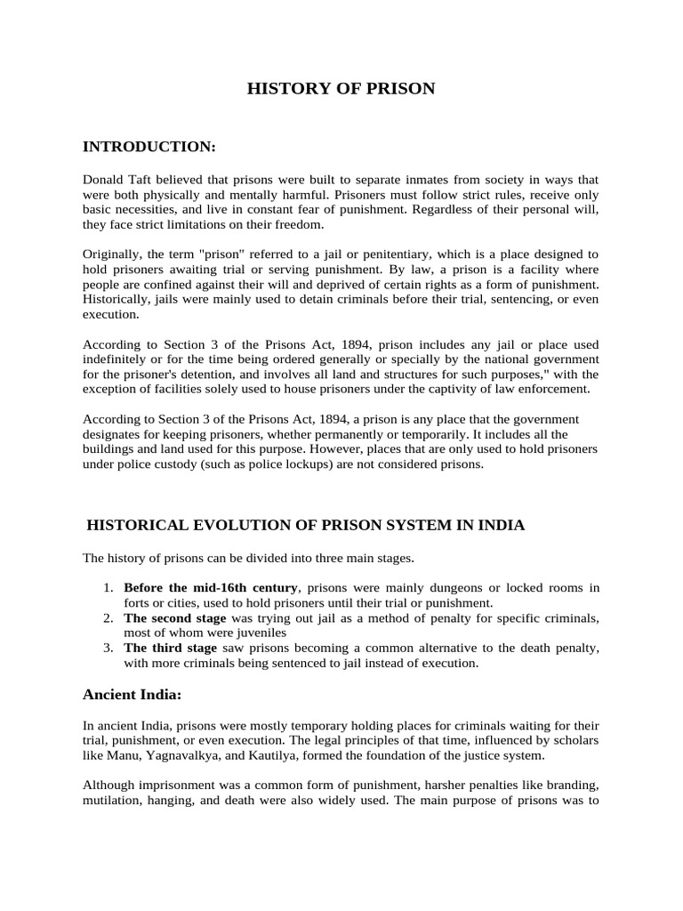 Evolution of India's Prison System | PDF | Prison | Prisoner