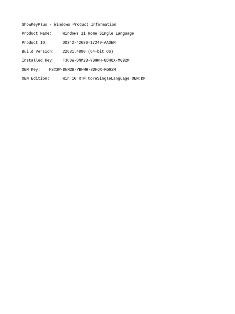 Windows 11 Home Single Language Key Info | PDF