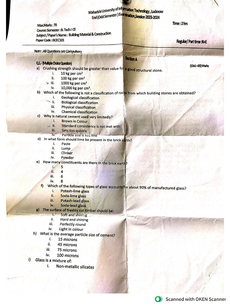 Civil Previous Year Paper | PDF