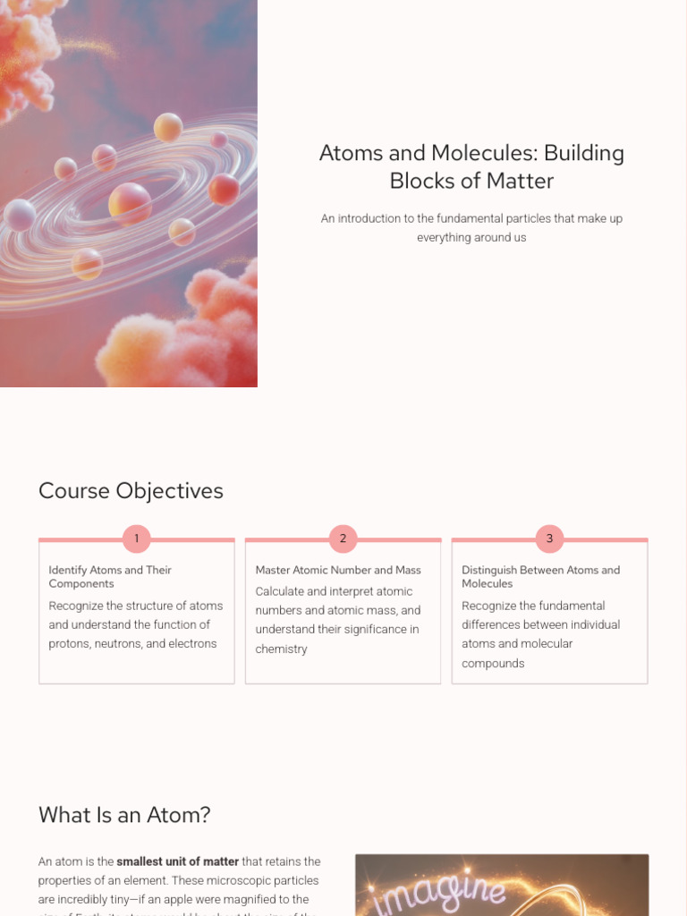 Atoms and Molecules: Chemistry Basics | PDF | Atoms | Atomic Nucleus