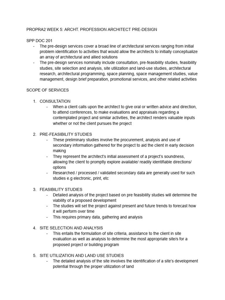 Pre-Design Services in Architecture | PDF | Architect | Per Diem