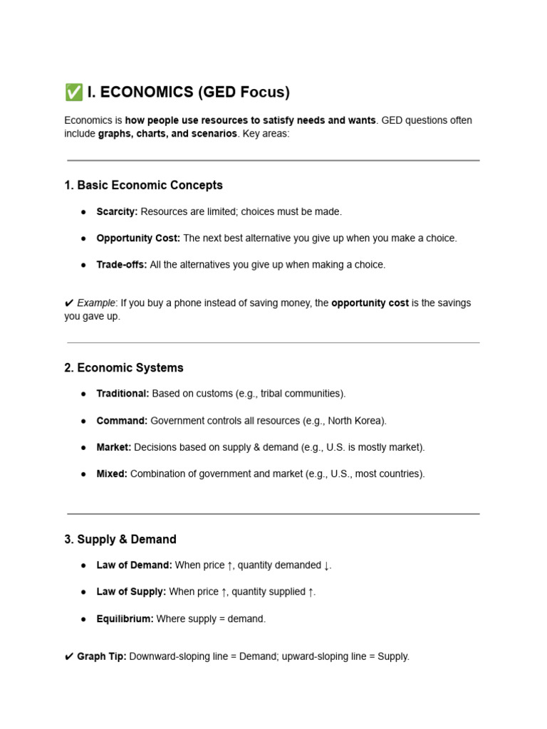 GED Economics and Geography Guide | PDF | Economics | Interest