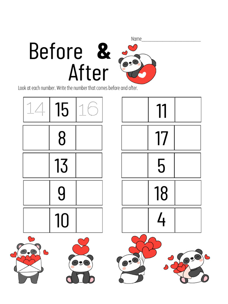 Before and After Math Worksheet | PDF