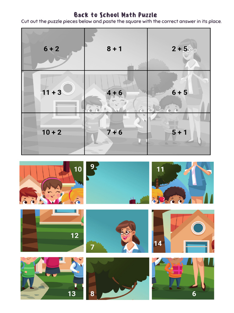 Back To School Math Puzzle Worksheet | PDF