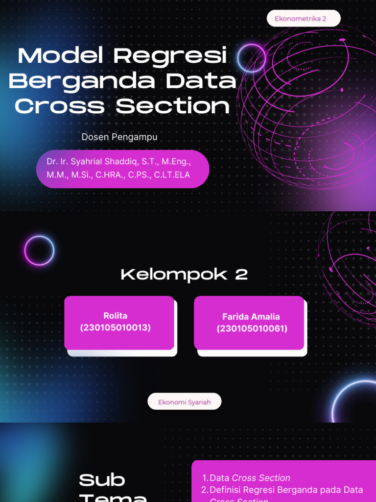 Model Regresi Berganda Data Cross Section | PDF
