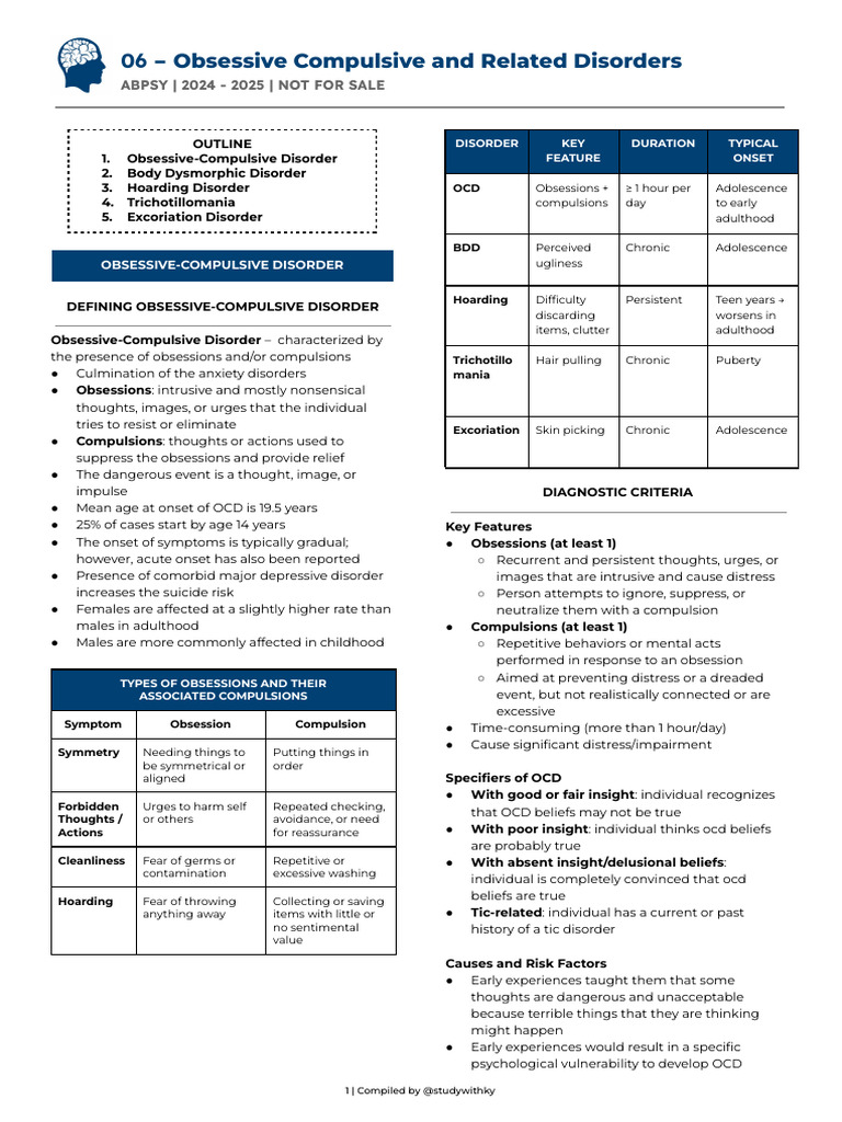 OCD and Related Disorders Overview | PDF | Obsessive–Compulsive ...