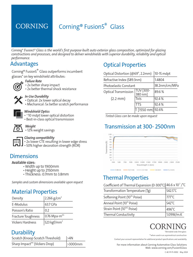 Fusion5 Glass: Key Attributes & Specs | PDF | Glasses | Materials