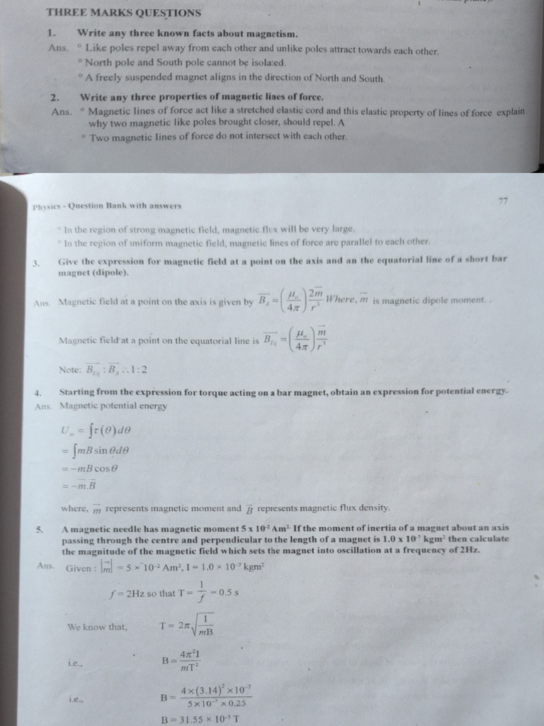Magnetism: Key Concepts and Questions | PDF | Magnetic Field | Magnetism