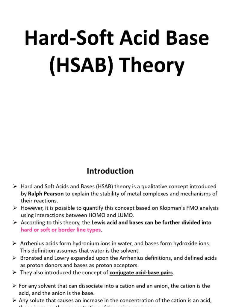 4 - HSAB Principle SRM CHEMISTRY | PDF | Acid | Chemical Substances