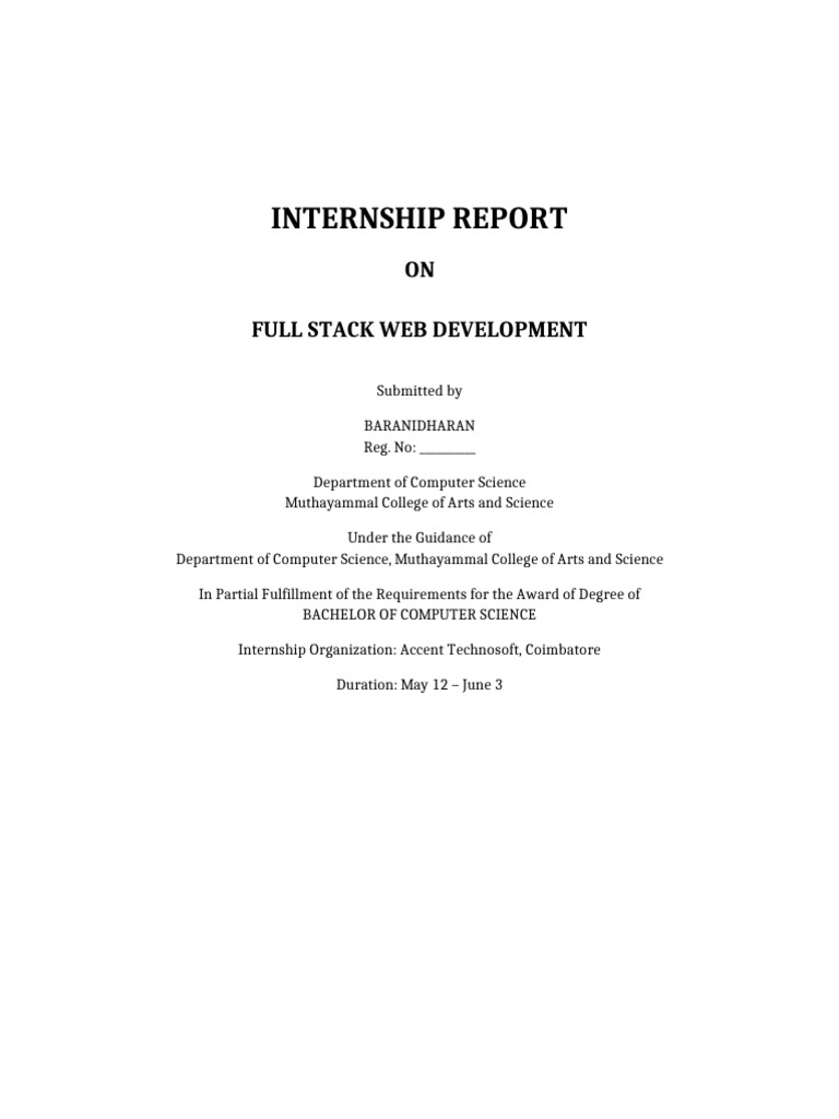Full Stack Web Development Internship Report Enhanced | PDF | World ...