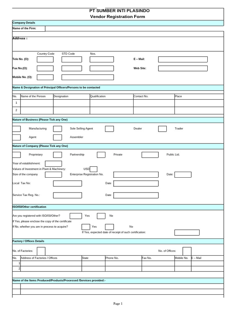 Vendor Registration Form | PDF | Business