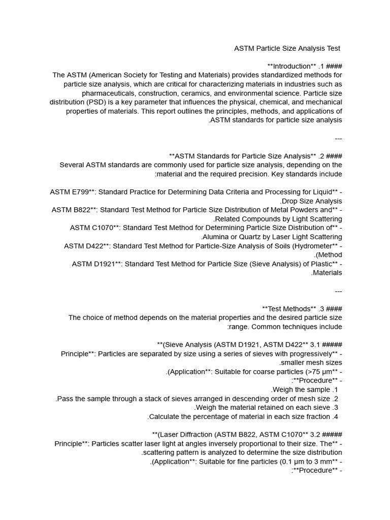ASTM Particle Size Analysis Test | PDF | Particle Size Distribution ...