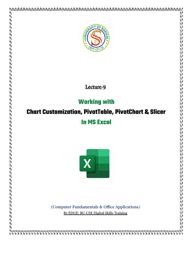 Lec-9 Chart Customization, PivotTable, PivotChart & Slicer | PDF