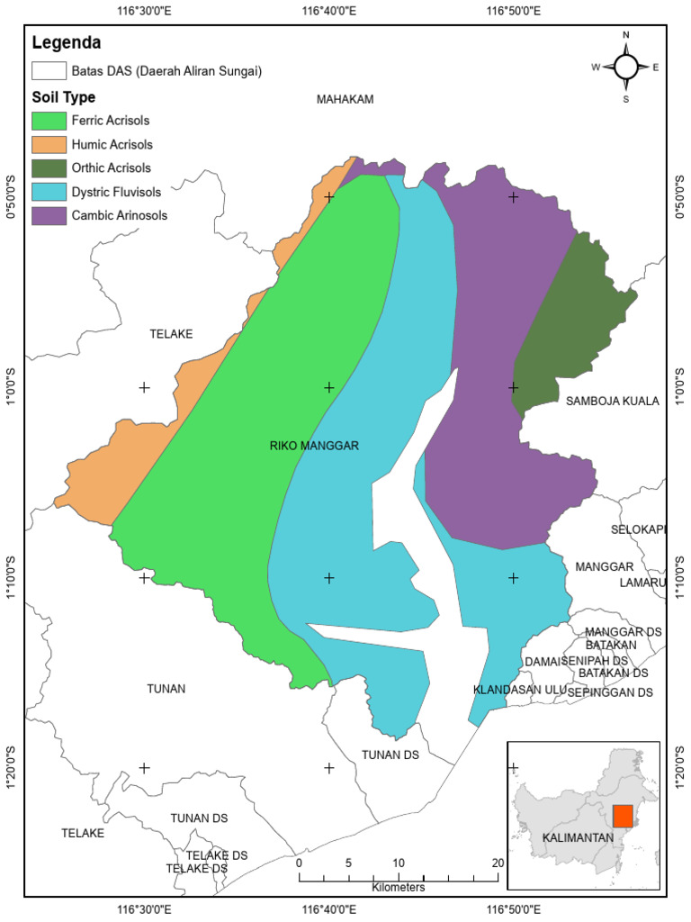 Mahakam River Basin Soil Types Map | PDF | Soil Science | Soil