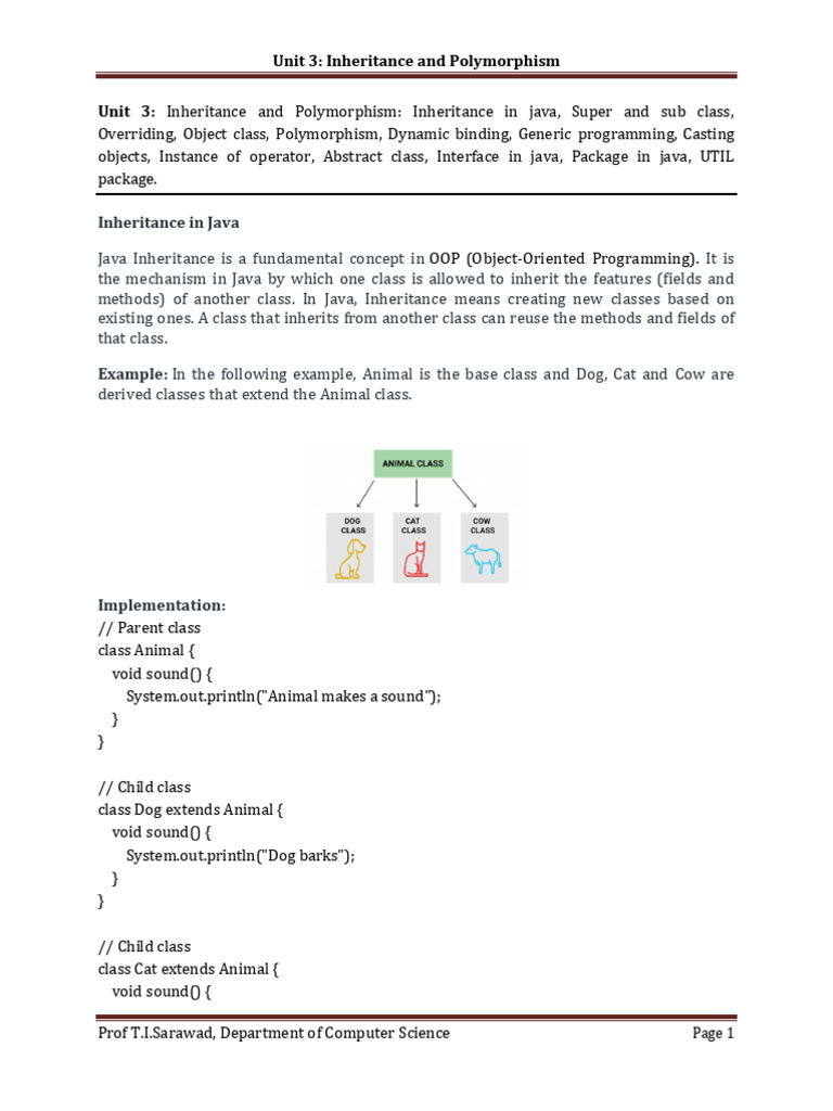 Unit 3 Inheritance and Polymorphism | PDF | Inheritance (Object Oriented Programming) | Method ...