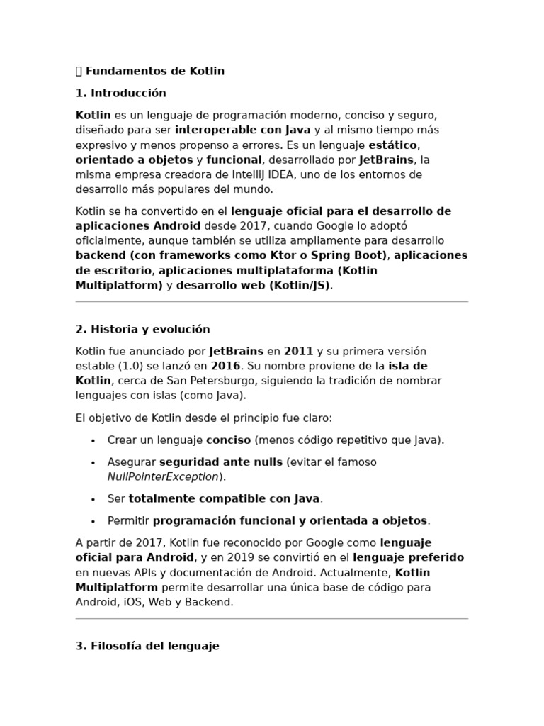 ? Fundamentos de Kotlin | PDF | Java (lenguaje de programación ...