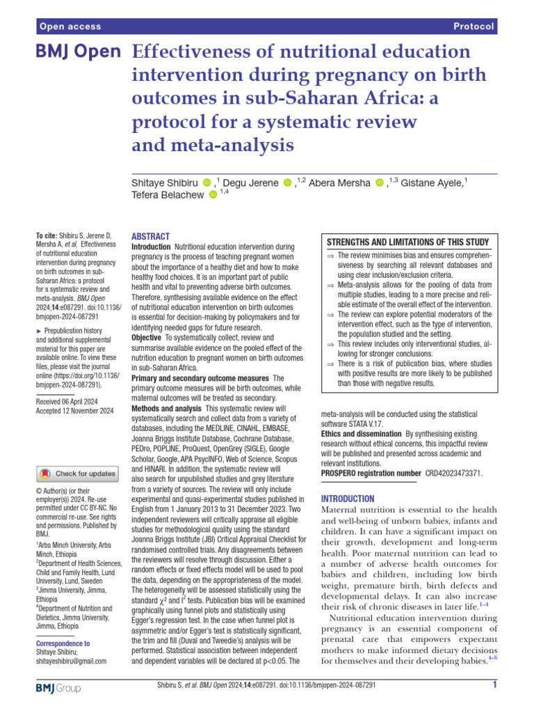 Shibiru - Sub Saharan Africa | PDF | Systematic Review