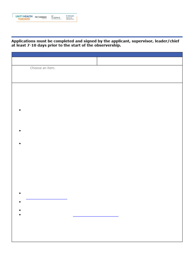 Clinical Observership Application Form | PDF | Informed Consent | Patient