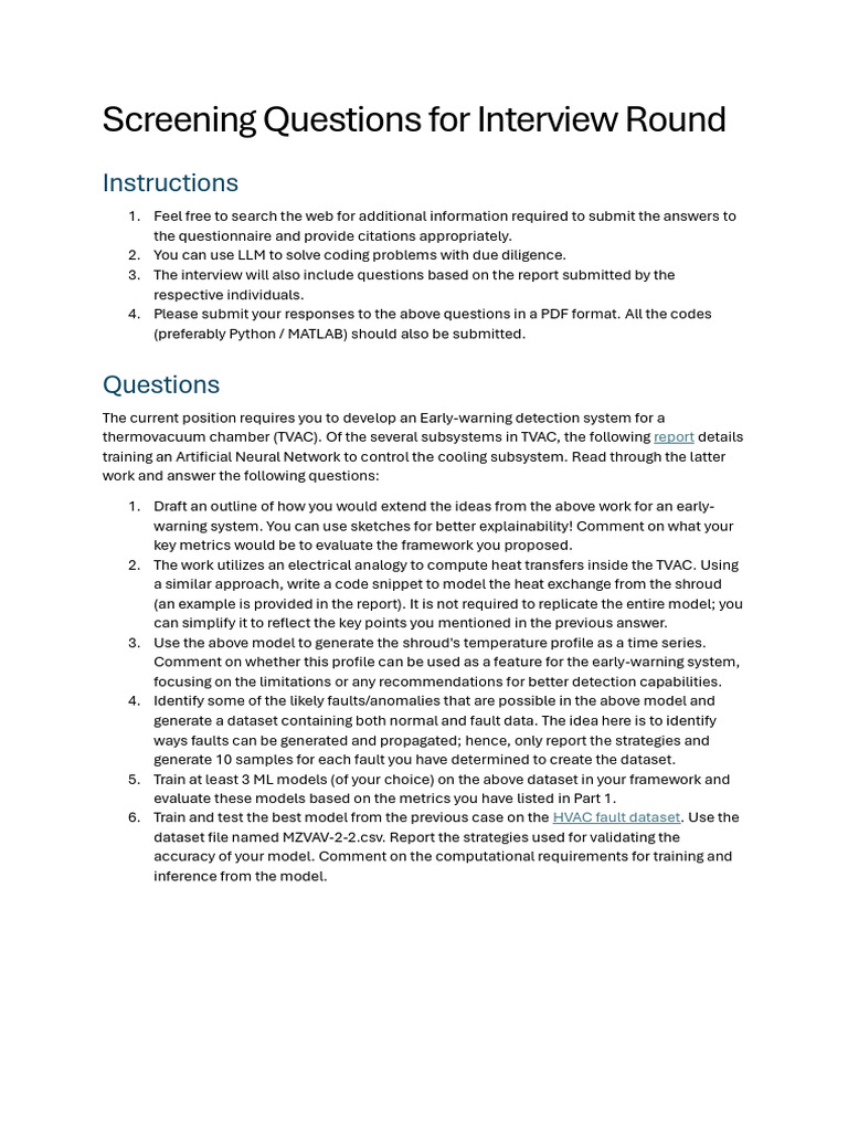 Screening Questions For Interview Round | PDF | Learning | Artificial ...